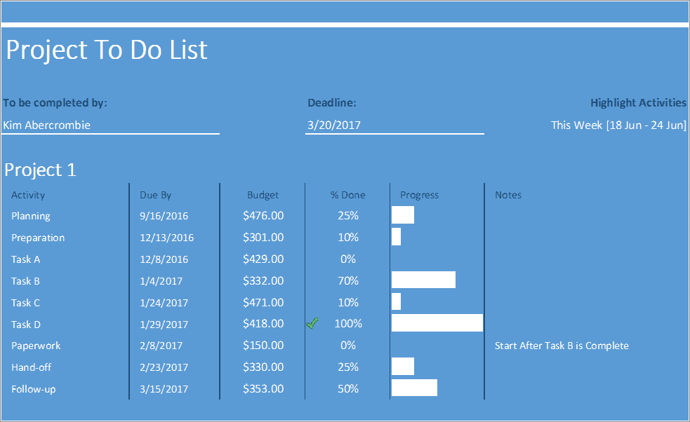 Project To Do List Excel Template Business Insights Group AG
